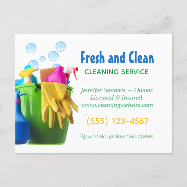 Cleaning Service Supplies Bucket Housekeeping Postcard | Zazzle