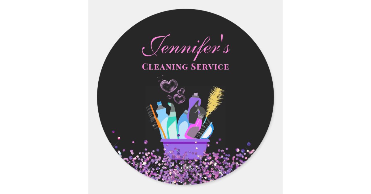 Cleaning Service Supplies Sparkle Classic Round Sticker | Zazzle