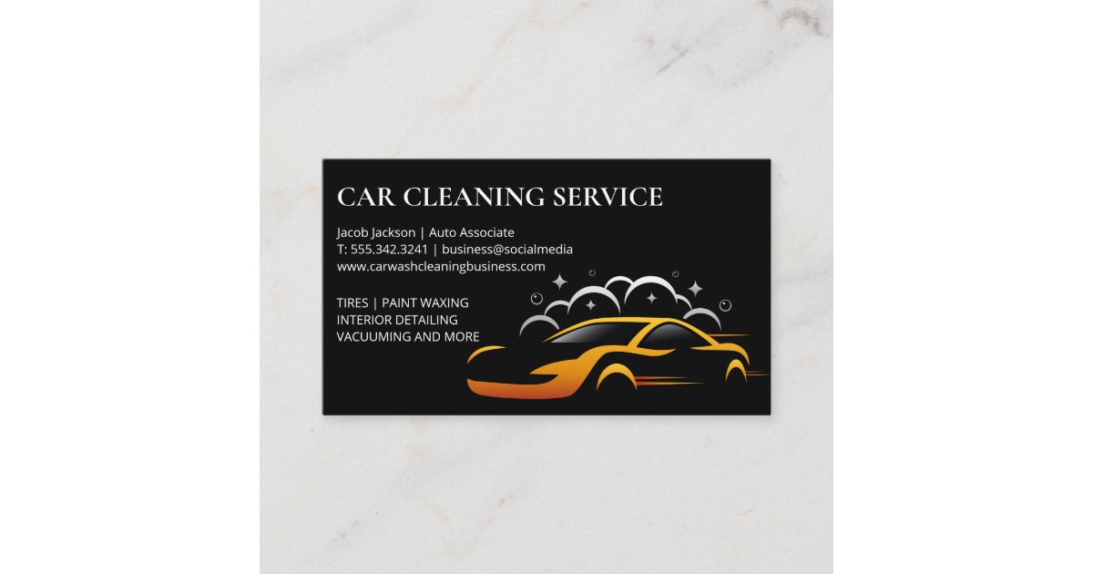 Cleaning Services | Car Wash Cleaning Logo Business Card | Zazzle