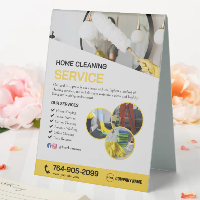 Cleaning Services Custom Table Tent Sign | Zazzle