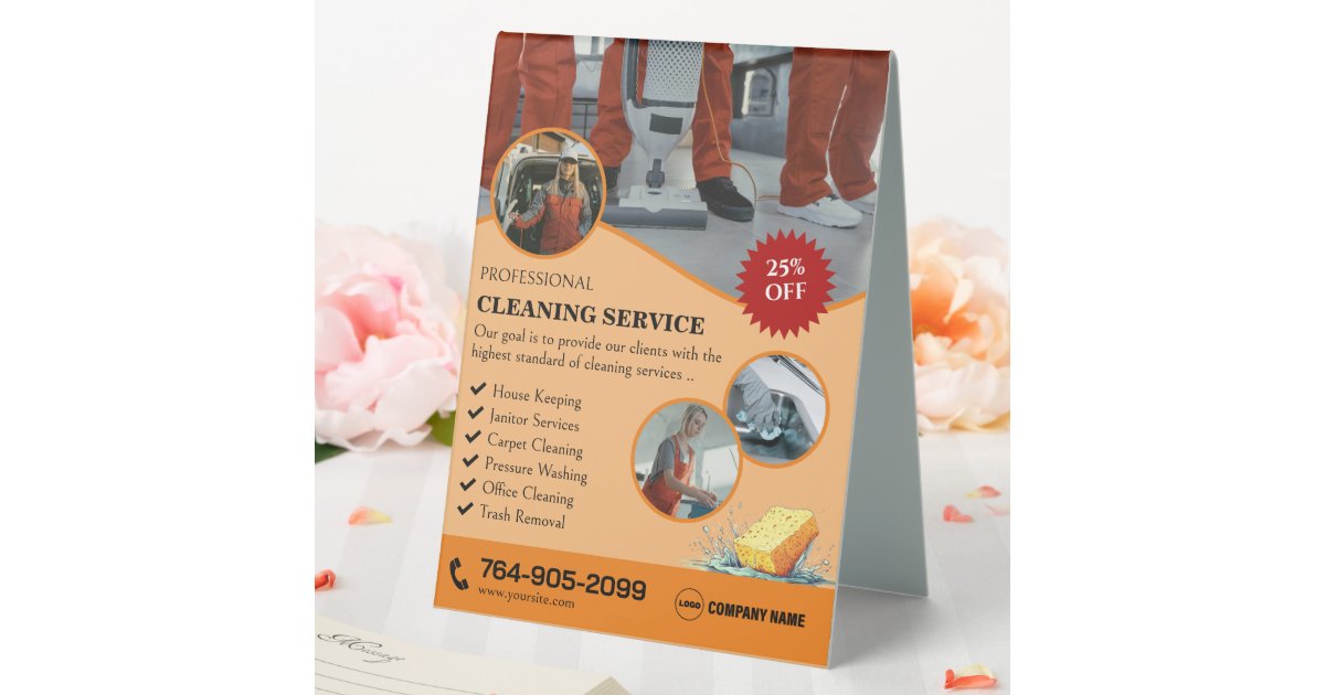 Cleaning Services Custom Table Tent Sign | Zazzle