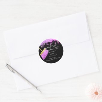 Cleaning Services House Maid Pink Drips Black Classic Round Sticker ...