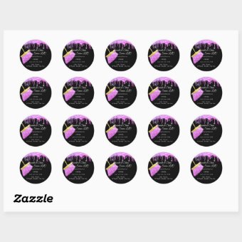 Cleaning Services House Maid Pink Drips Black Classic Round Sticker ...