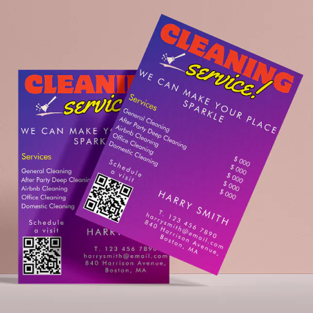 Cleaning Services Maid Price Scan To Connect Flyer | Zazzle