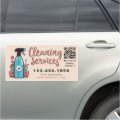 Cleaning Services Spray Bottle Floral QR Code Car Magnet | Zazzle