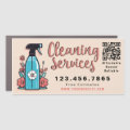 Cleaning Services Spray Bottle Floral QR Code Car Magnet | Zazzle