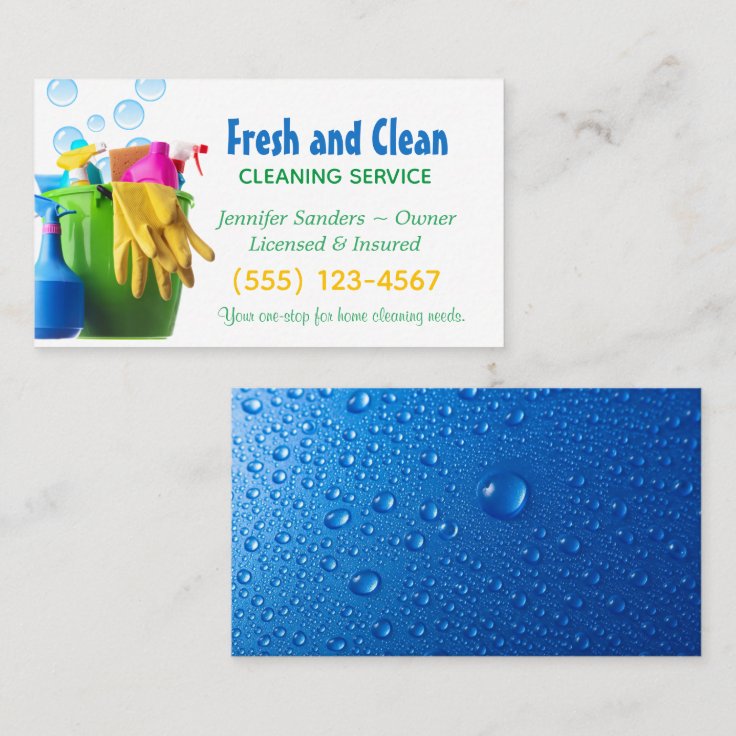 Cleaning Supplies Bucket Housekeeping Service Business Card | Zazzle