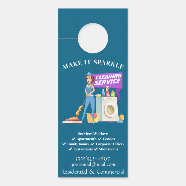 Cleaning Supplies Bucket Housekeeping Service Door Hanger | Zazzle