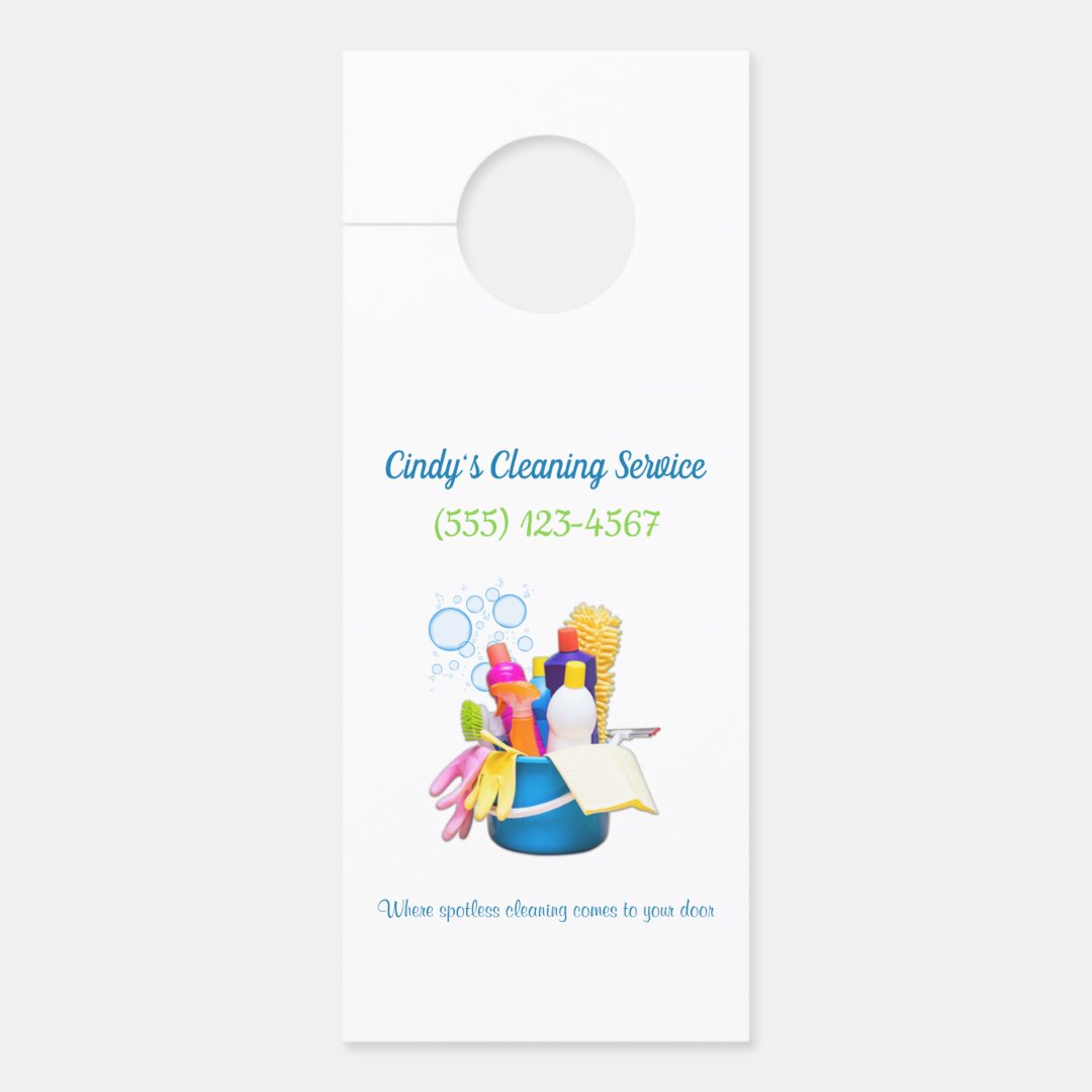 Cleaning Supplies Design House Cleaning Services Door Hanger | Zazzle
