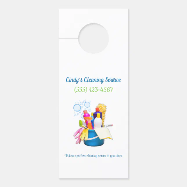 Cleaning Supplies Design House Cleaning Services Door Hanger | Zazzle