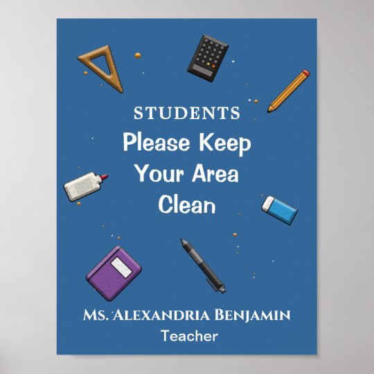 Cleanliness Keep Your Area Clean School Students Poster | Zazzle.com