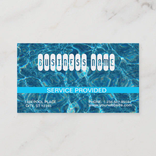 Clear Blue Pool Business Card | Zazzle