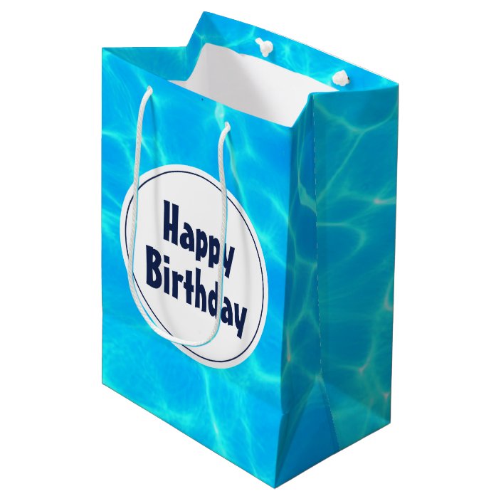 Clear Blue Pool Water Photo Birthday Medium Gift Bag | Zazzle.com