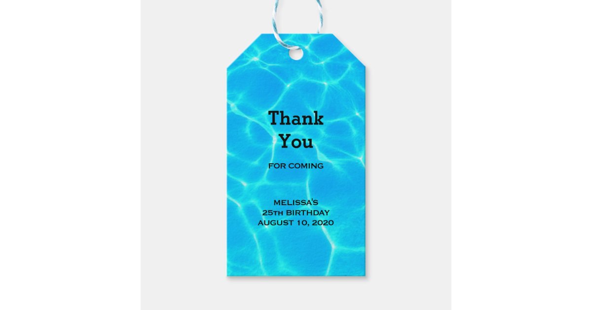 Clear Blue Pool Water Photo Gift Tags | Zazzle