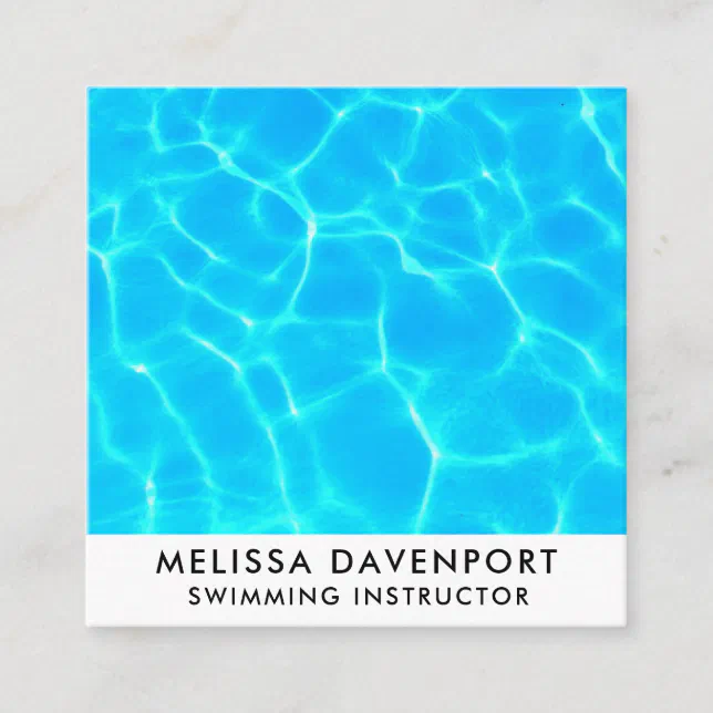 Clear Blue Pool Water Photo Square Business Card | Zazzle