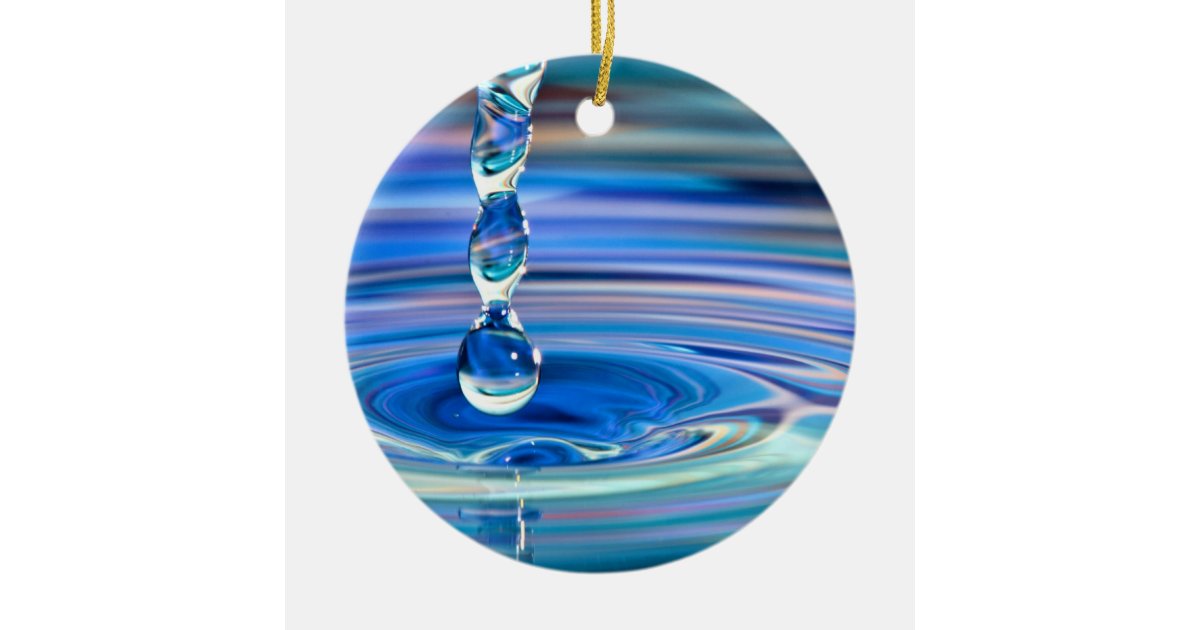 Clear Blue Water Drops Flowing Ceramic Ornament | Zazzle