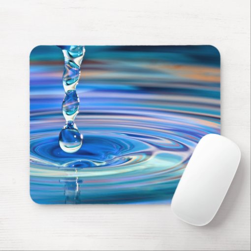 Clear Blue Water Drops Flowing Mouse Pad | Zazzle