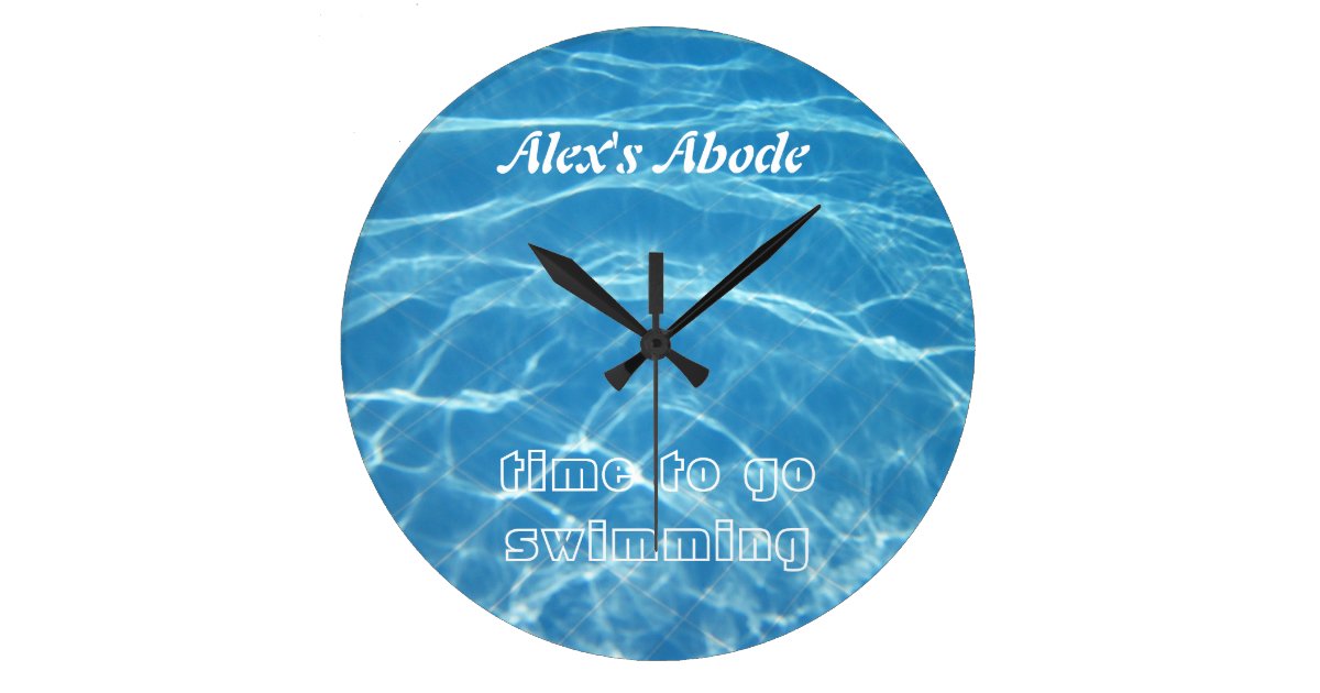 Clear Cool Blue Aquatic Pool Water Swimming Large Clock | Zazzle.com