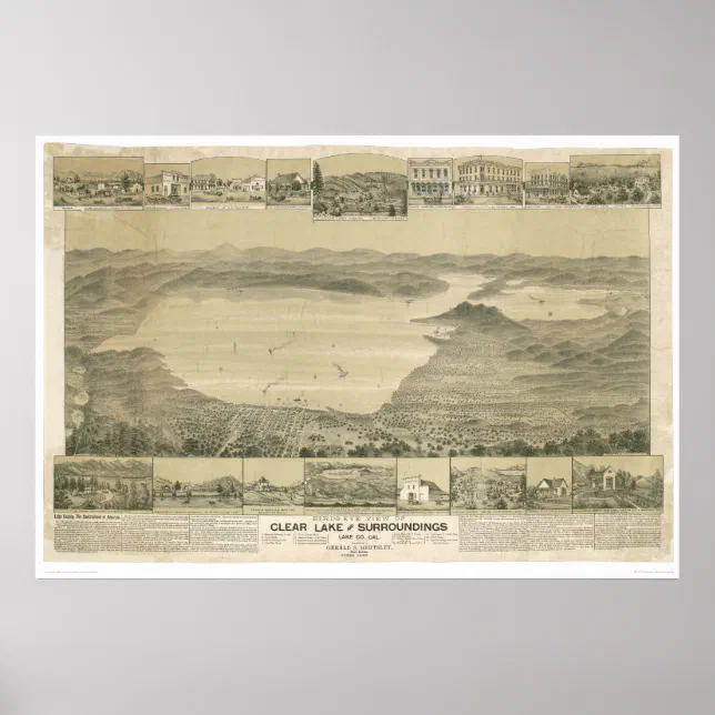 Clear Lake, CA. Panoramic Map (0289A) Poster | Zazzle