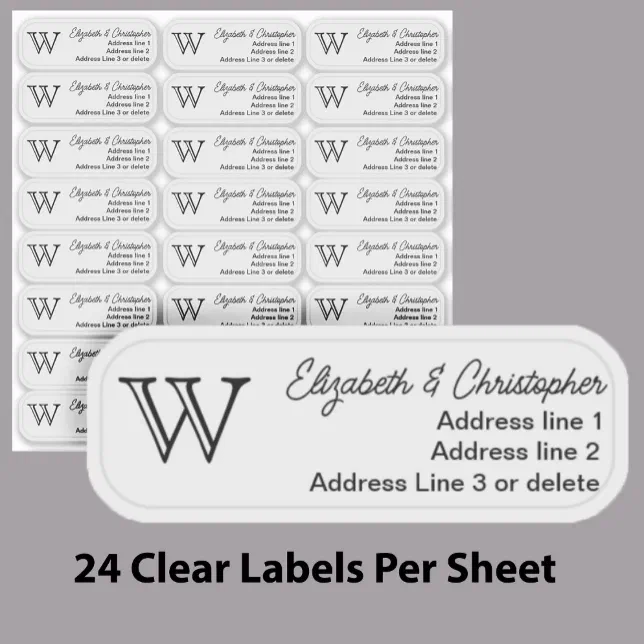 Clear Monogram Return Address Custom Transparent Sticker | Zazzle