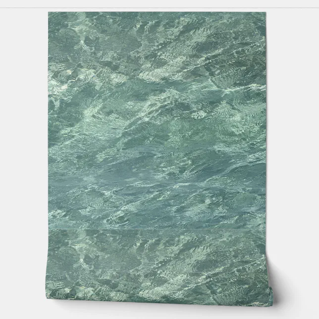 Clear Ocean Water Patterns Beach Teal Blue Green Wallpaper | Zazzle