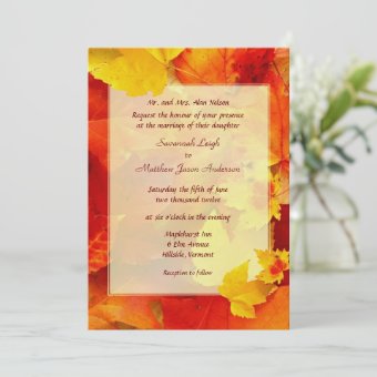 Clearly Fall Border 5x7 Wedding Invitations | Zazzle