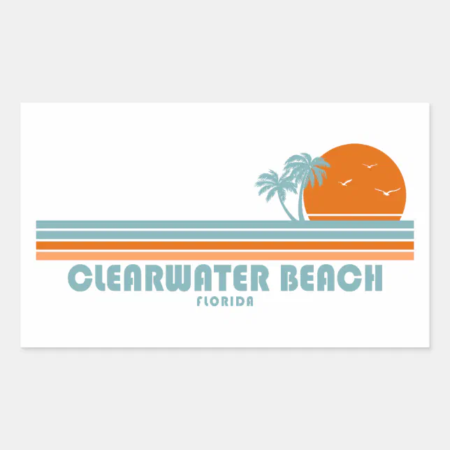 Clearwater Beach Florida Sun Palm Trees Rectangular Sticker | Zazzle
