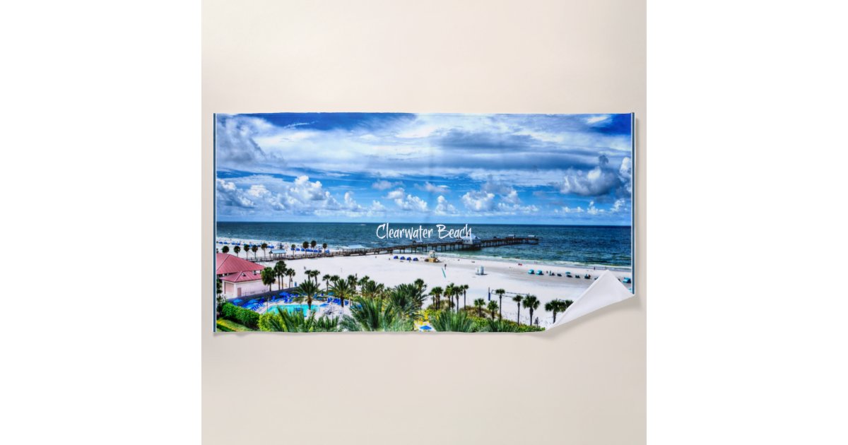 Clearwater Beach, labeled, Beach Towel | Zazzle