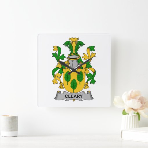 Cleary Family Crest Square Wall Clock | Zazzle
