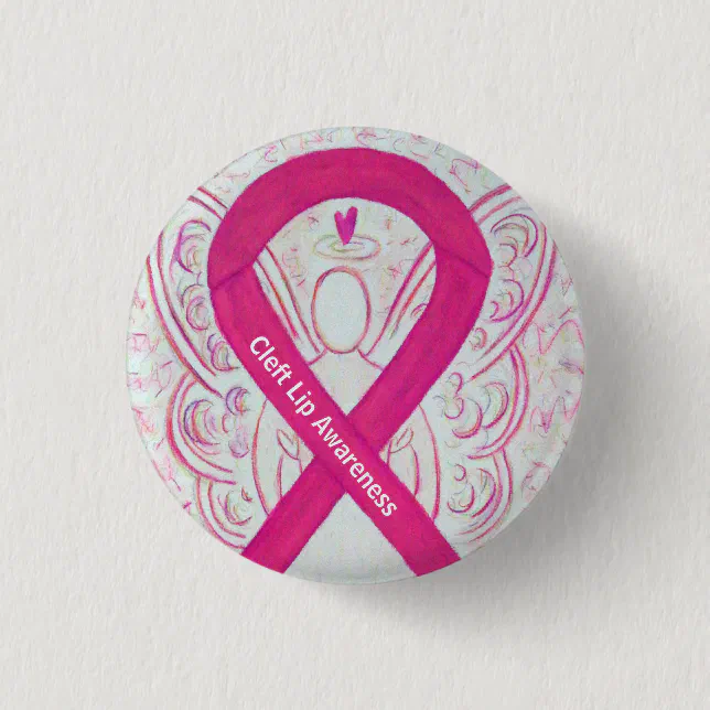 Cleft Lip Awareness Hot Pink Ribbon Angel Pins | Zazzle