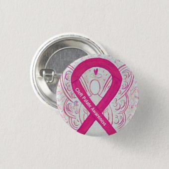 Cleft Palate Awareness Hot Pink Ribbon Angel Pins | Zazzle