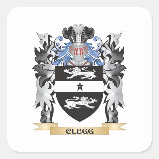 Clegg Coat of Arms - Family Crest Square Sticker | Zazzle.com