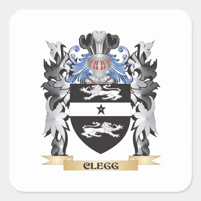 Clegg Coat of Arms - Family Crest Square Sticker | Zazzle