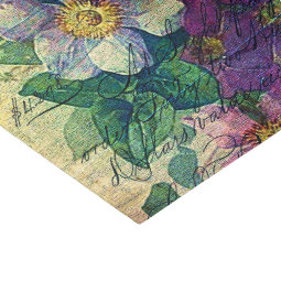 Clematis Vine Handwriting Vivid Ephemera Decoupage Tissue Paper | Zazzle