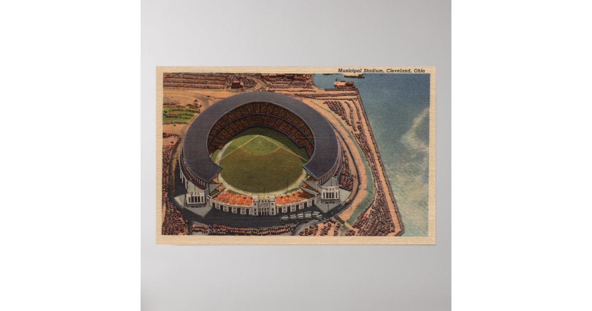 Cleveland, OH - Aerial of Municipal Baseball Poster | Zazzle