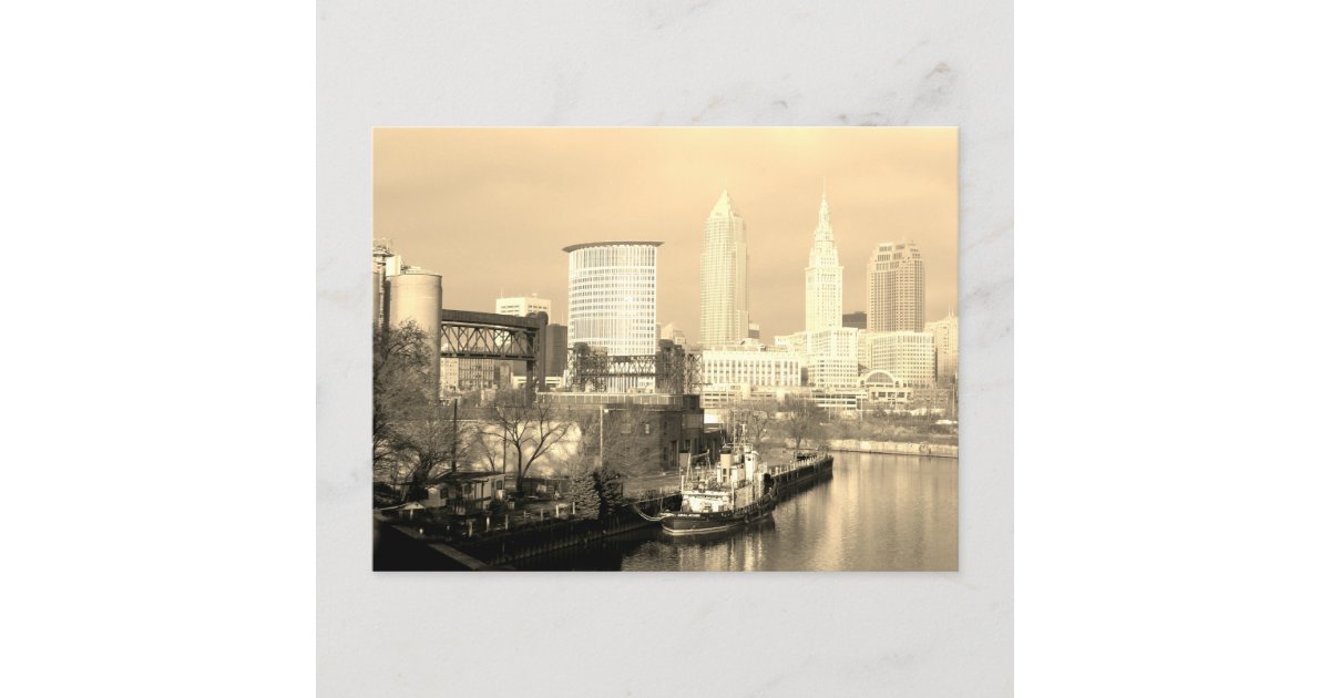Cleveland,OH Sepia River View Postcard | Zazzle