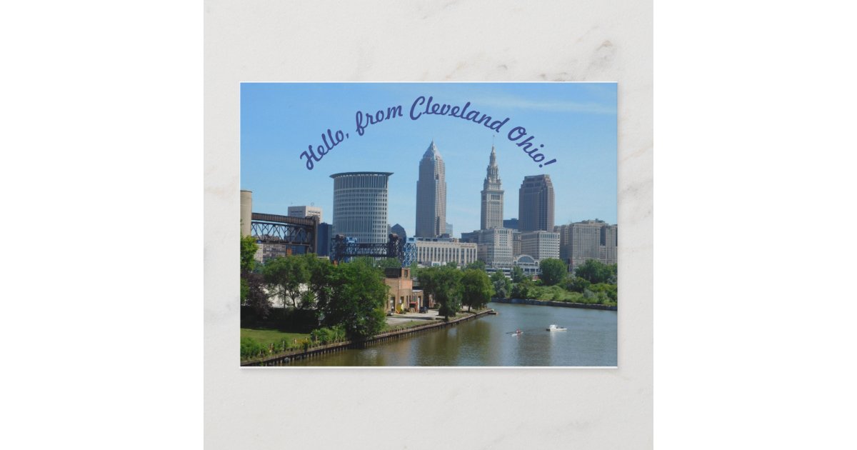 Cleveland Ohio (Curved Text) Skyline Postcard | Zazzle