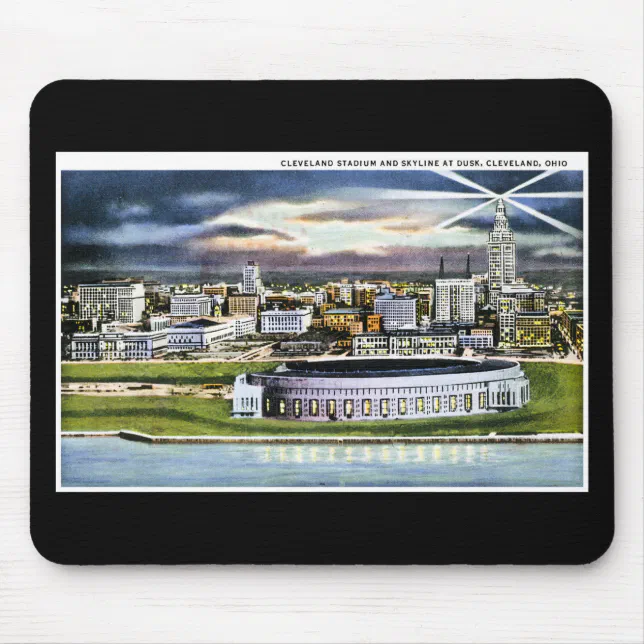 Cleveland Stadium Skyline at Dusk, Cleveland, Ohio Mouse Pad | Zazzle