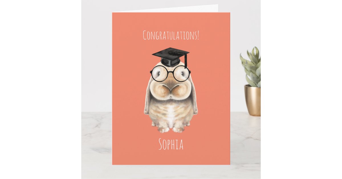 Clever Bunny Personalized Graduation Card | Zazzle