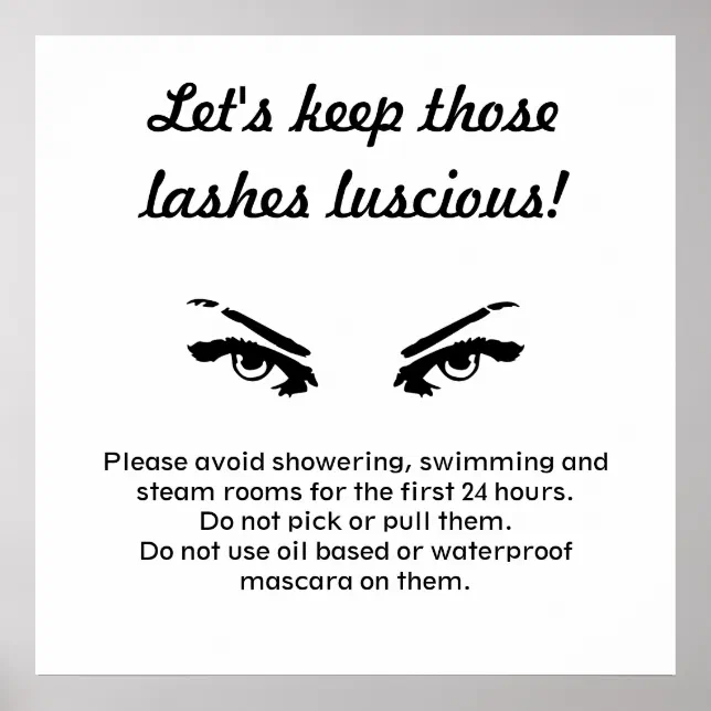 Click to purchase Lash care poster for business | Zazzle