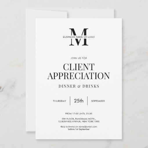 Client Appreciation Day Minimalist Modern Business Invitation | Zazzle