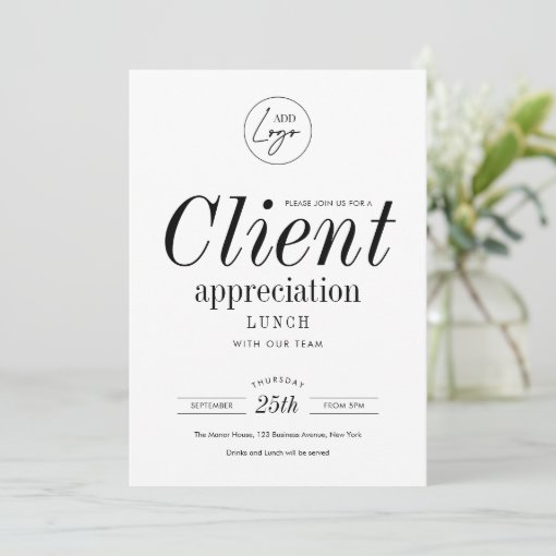 Client Appreciation Event Minimalist Logo Business Invitation | Zazzle