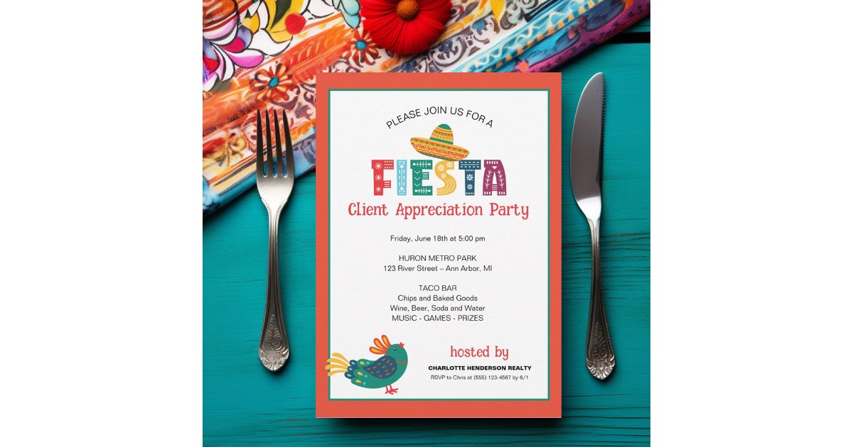 Client Appreciation Fiesta Party Invitation | Zazzle