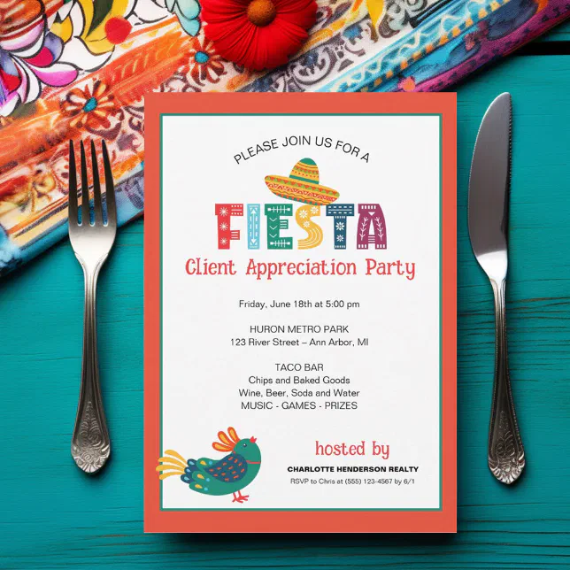 Client Appreciation Fiesta Party Invitation | Zazzle