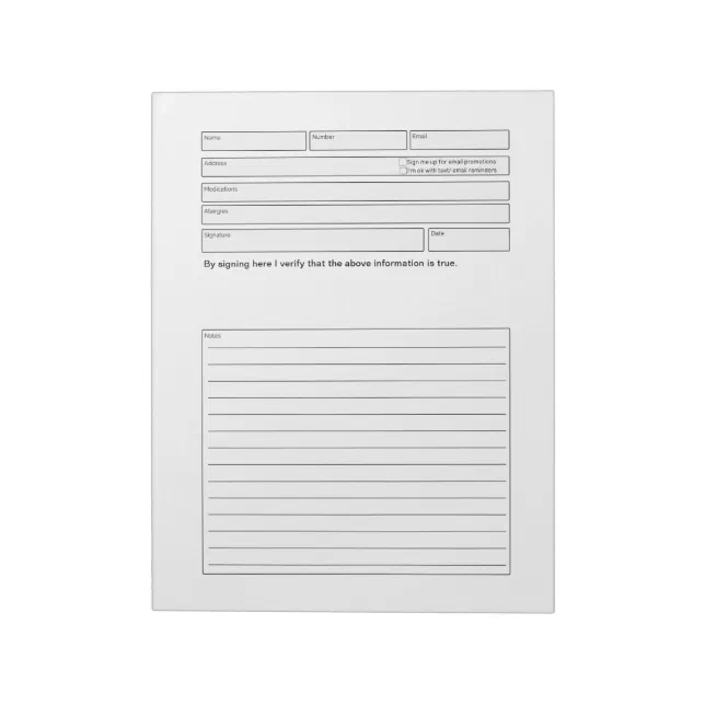 Client consultation form notepad | Zazzle