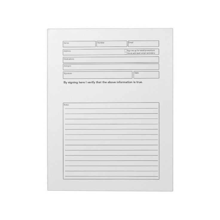 Client consultation form notepad | Zazzle