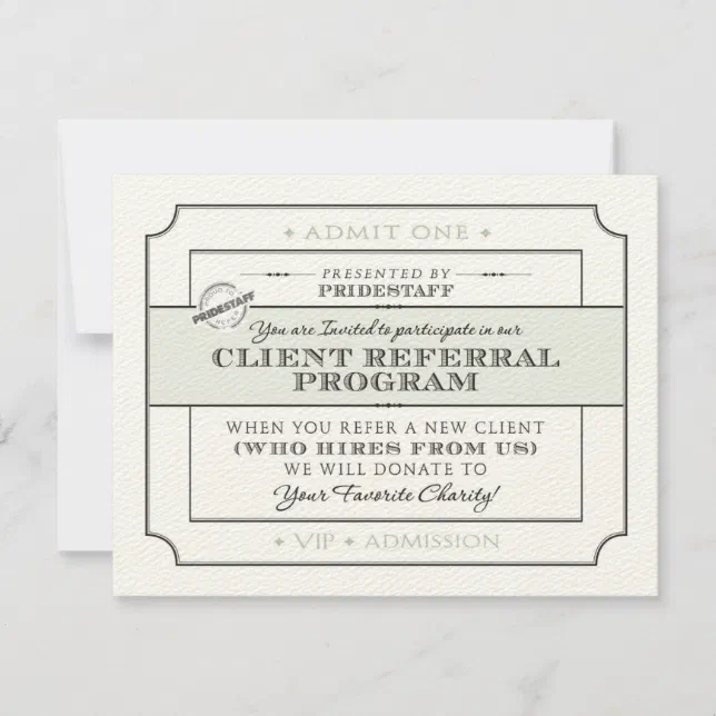 Client Referral Program Invite | Zazzle