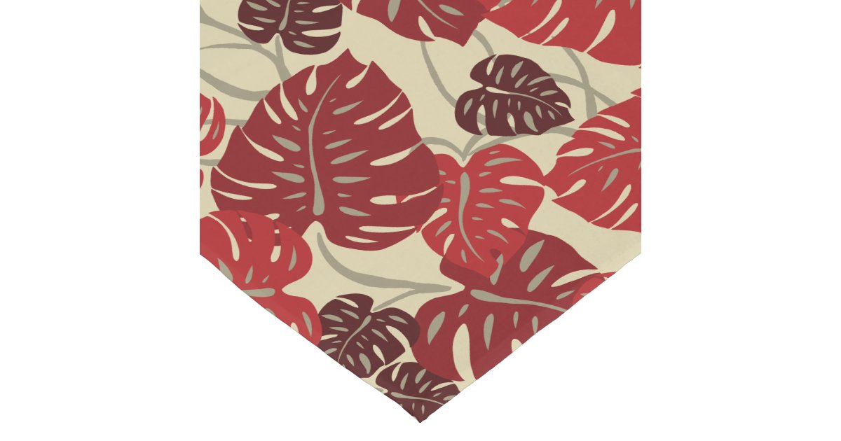 Cliff Hanger Hawaiian Monstera Leaf Short Table Runner | Zazzle