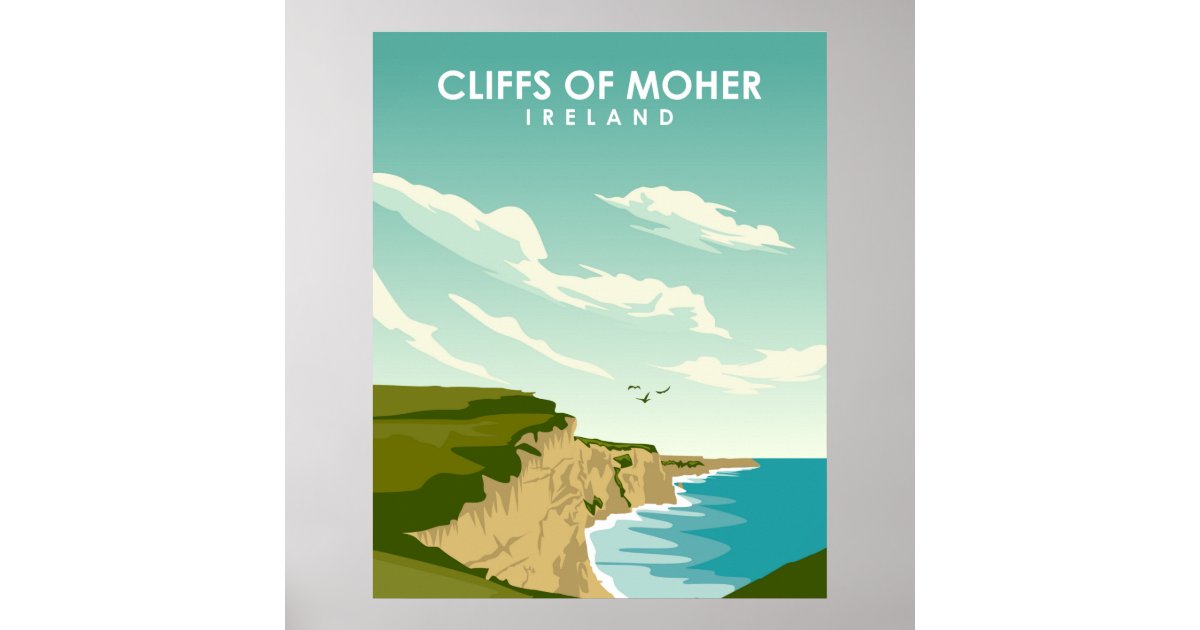 Cliffs of Moher Ireland Vintage Travel Poster | Zazzle