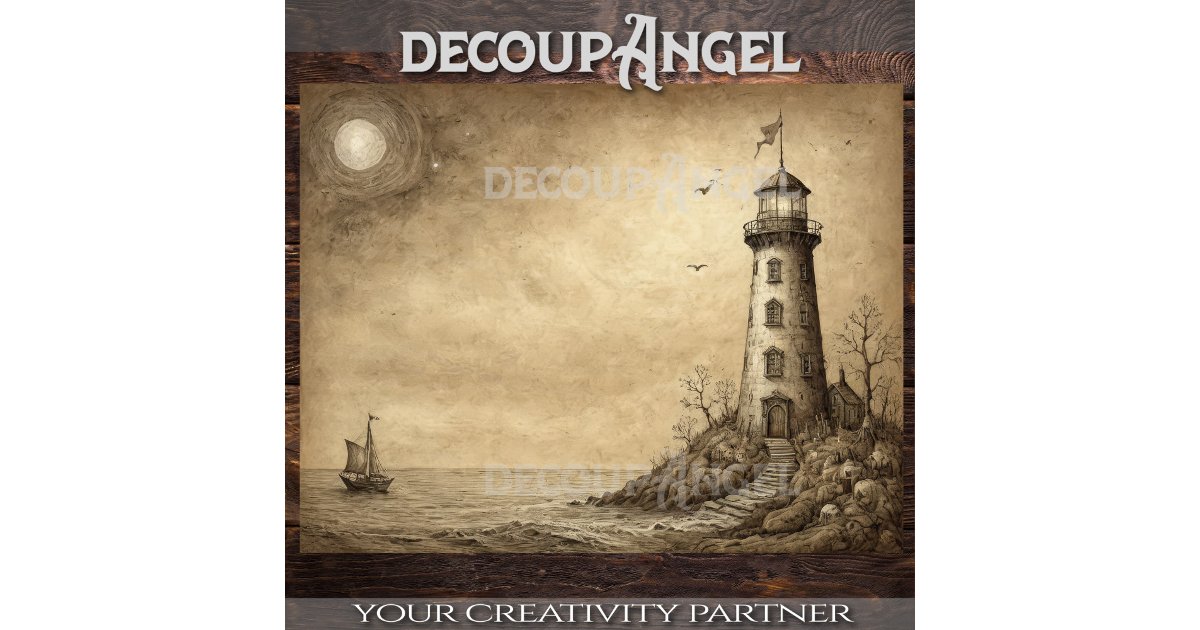Cliffside lighthouse: Nautical Sketch - Decoupage Tissue Paper | Zazzle